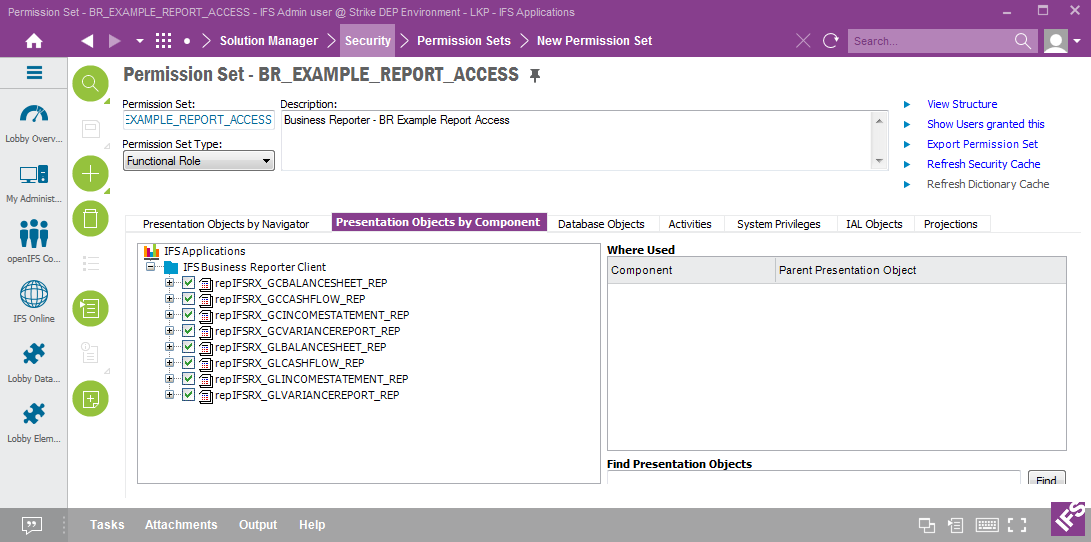 Access to IFS Business Reporter Reports